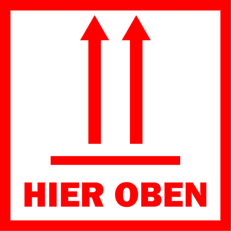 Logistiketiketten „HIER OBEN“ von Printandstick.eu